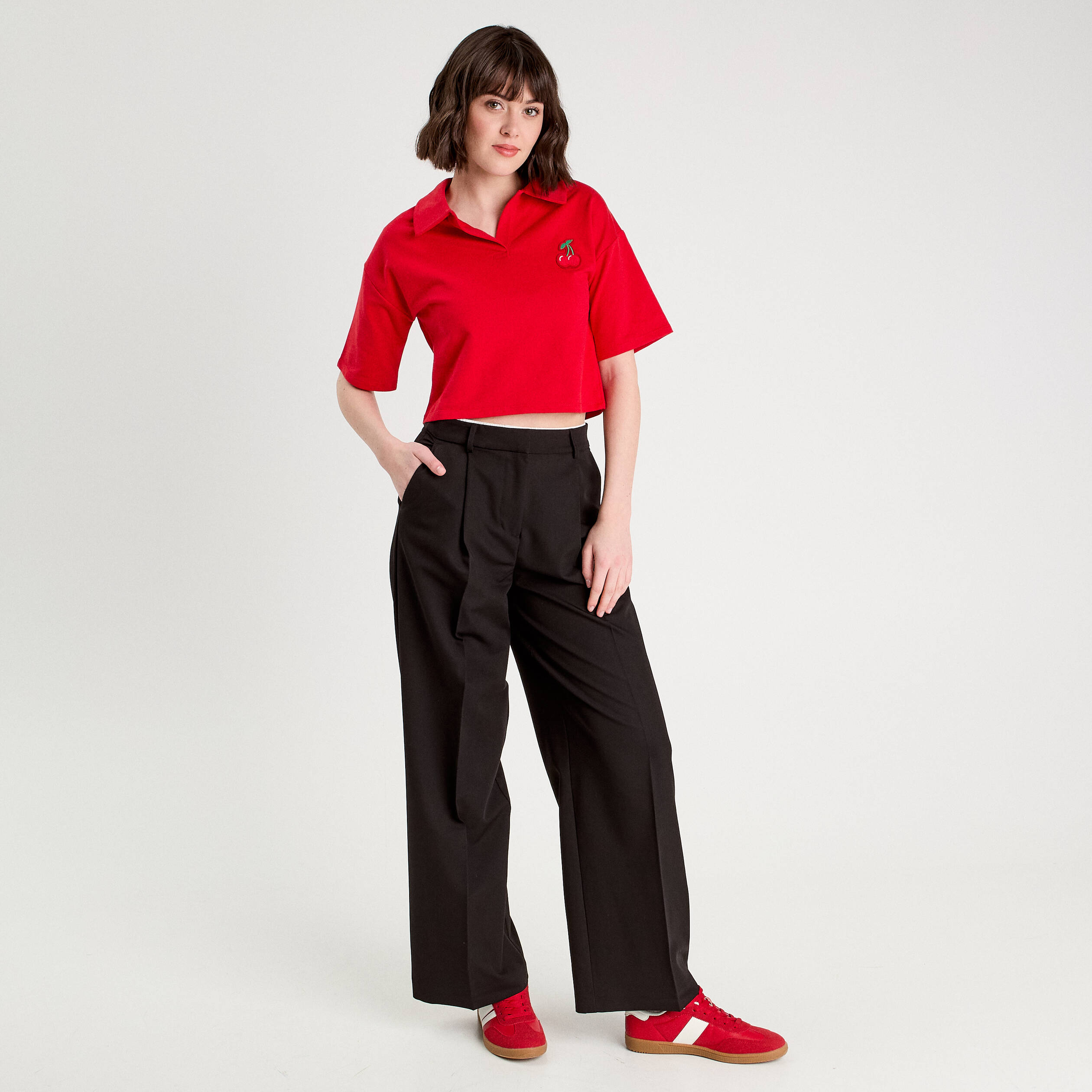 Polo avec patch brodé rouge femme | Vibs