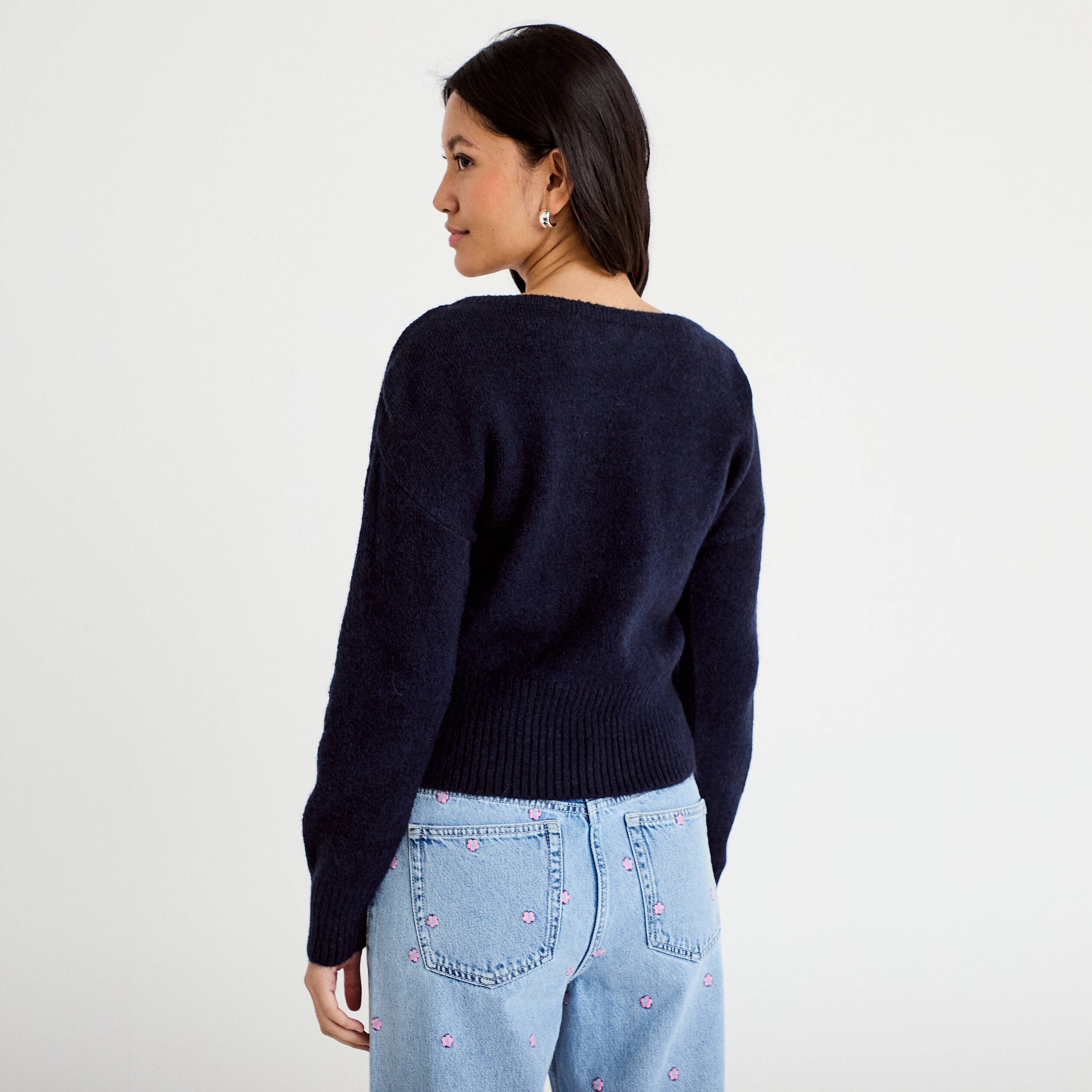 Pull col bateau bleu marine femme | Vibs