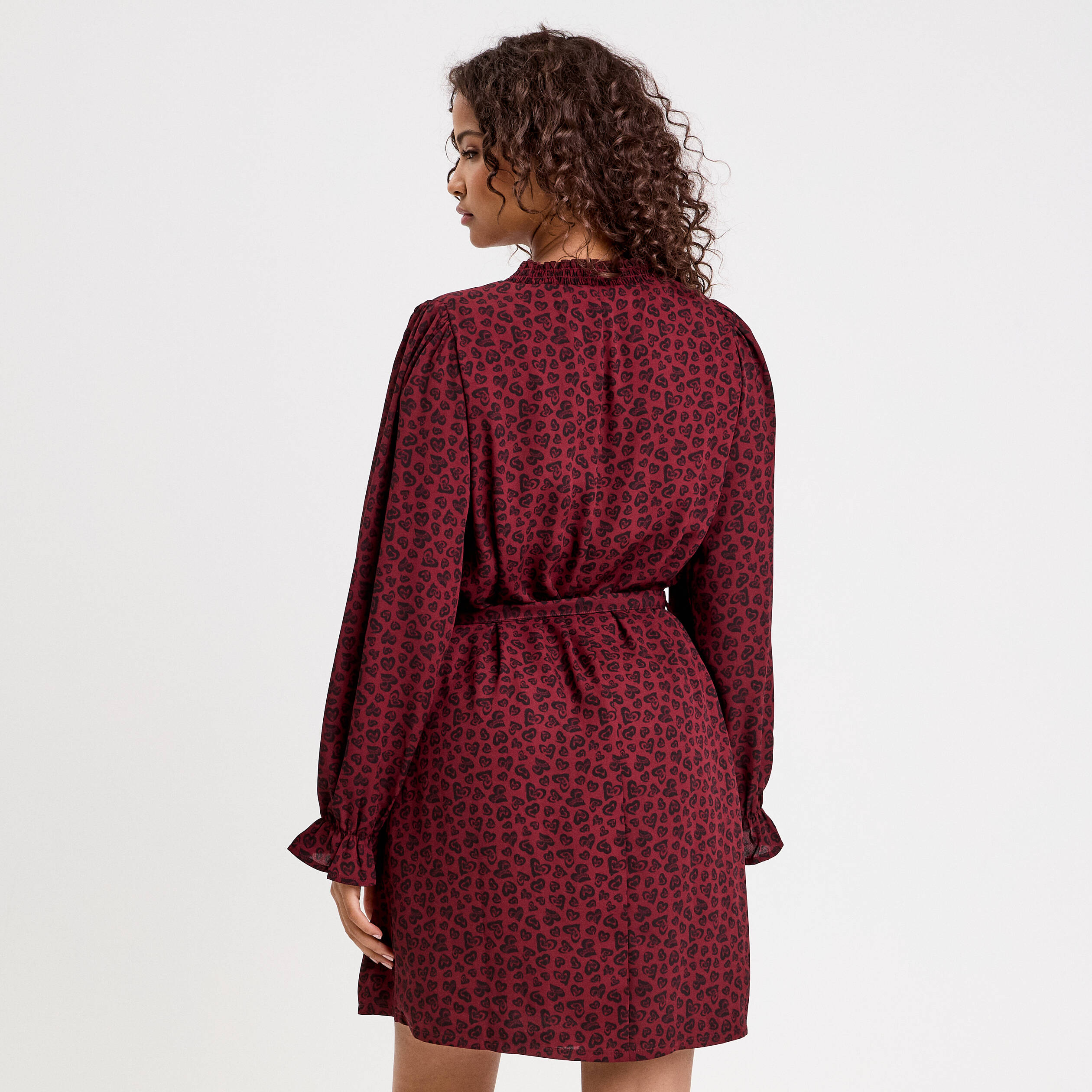 Robe droite ceinturée rouge foncé femme | Vibs