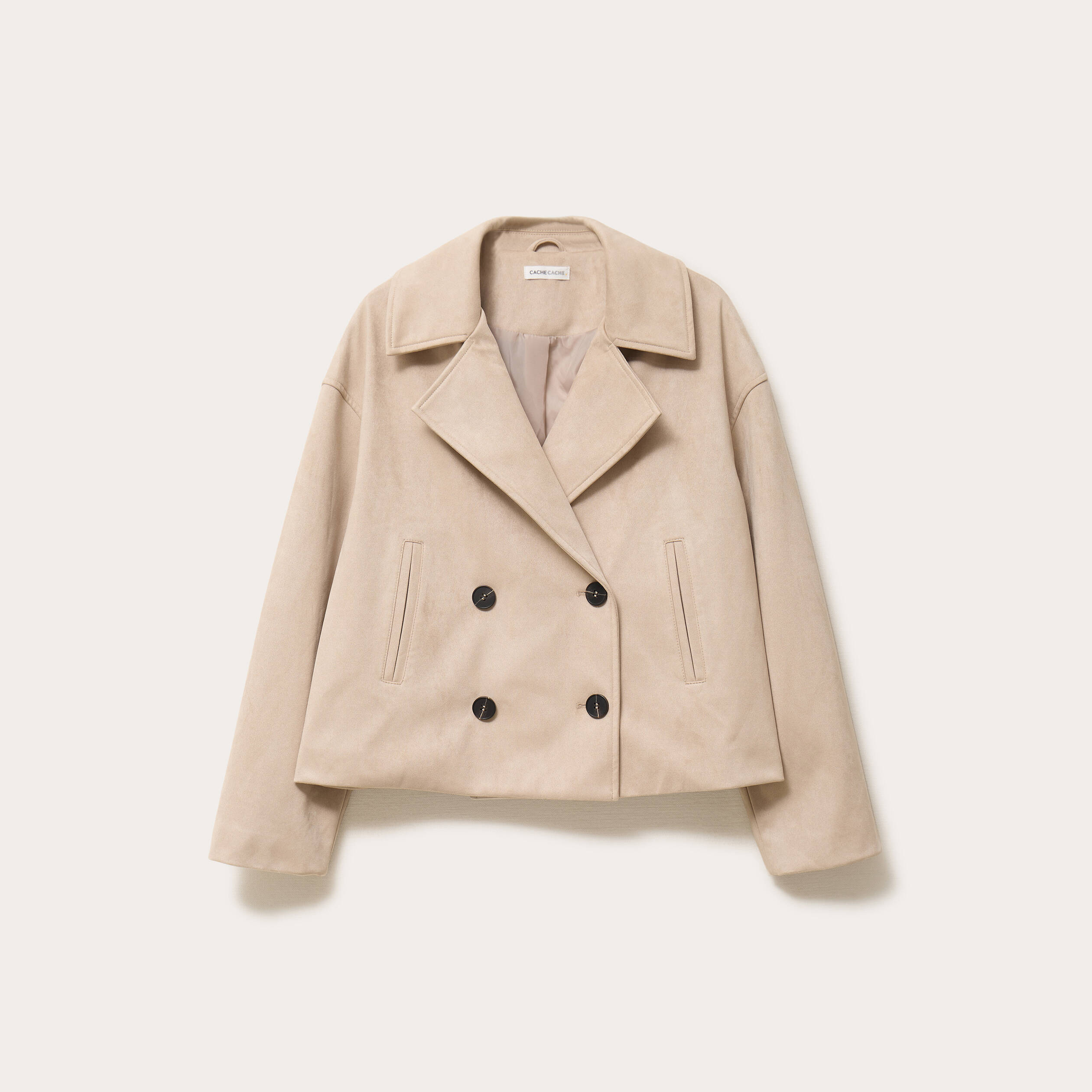 Caban oversize en suédine beige femme | Vibs