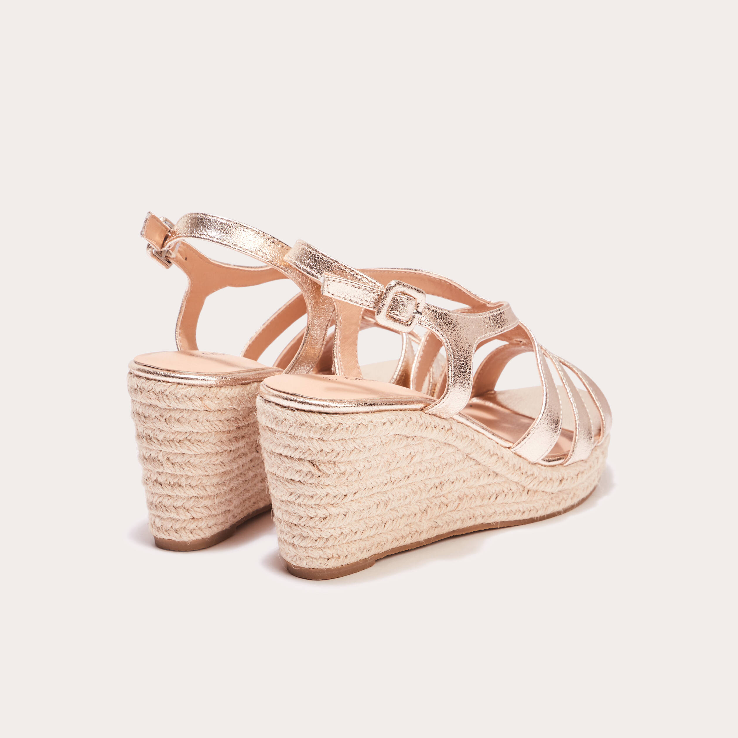 Sandales compensées corde couleur or femme | Vibs