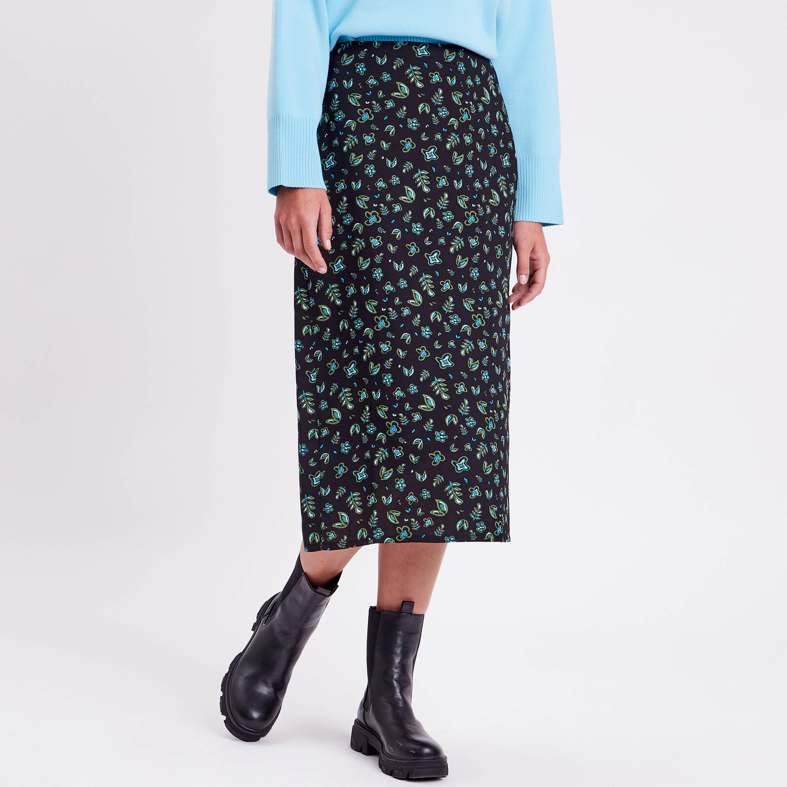 Jupe midi droite noir femme | Vibs