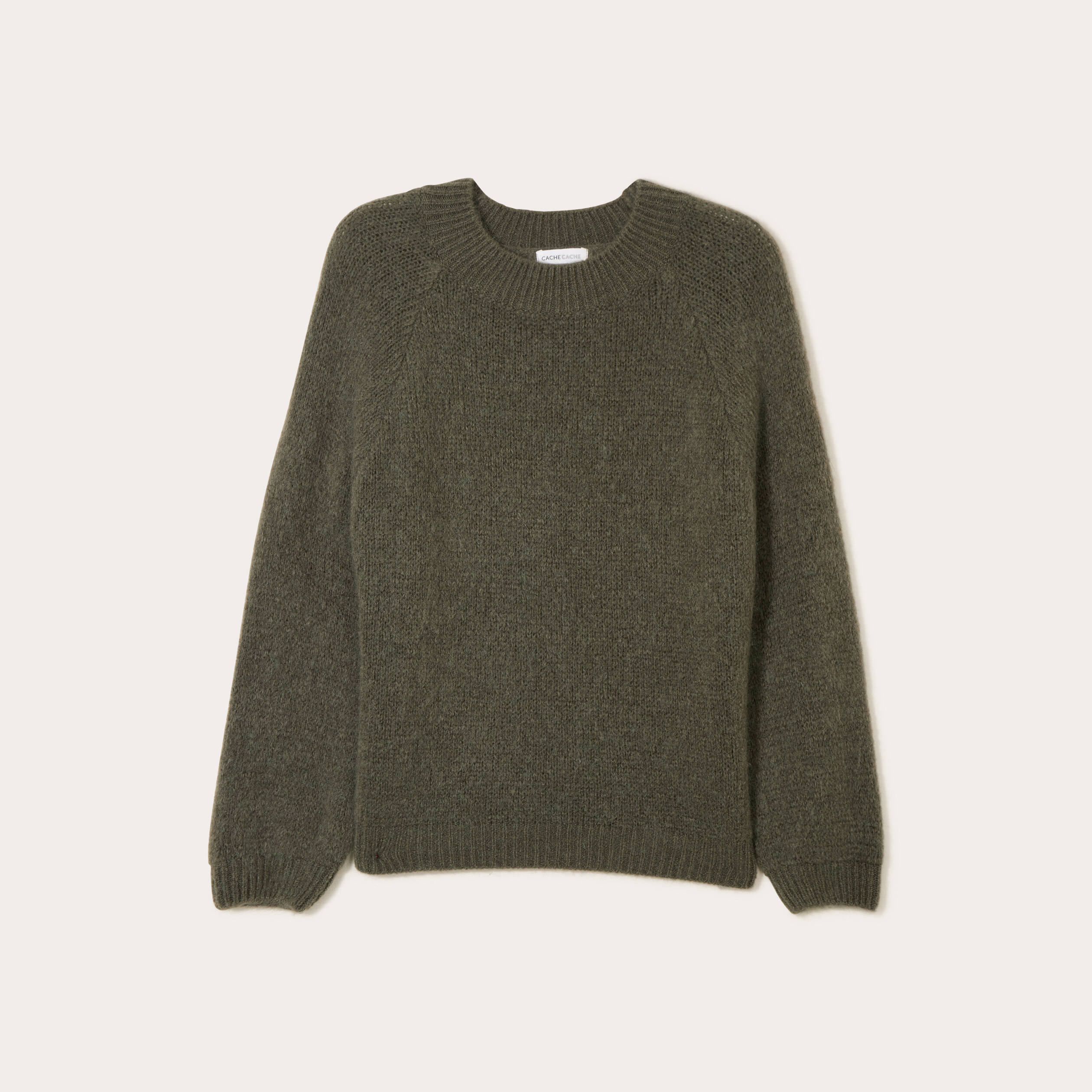 Pull manches longues vert kaki femme | Vibs